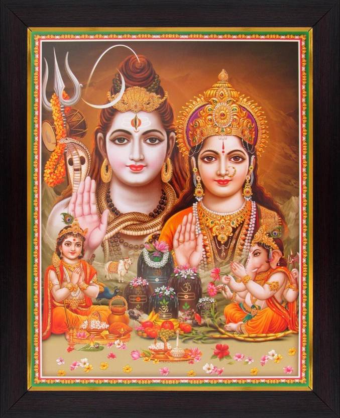 Shiva / Shankar Parvati Ganesha Kartikeya Poster Paper Print - Art ...