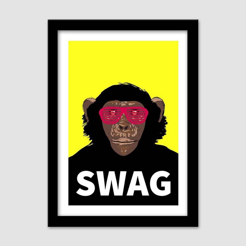 Swag Monkey Humour Laminated & Framed, Dual-Utility (Wall Mounted and ...