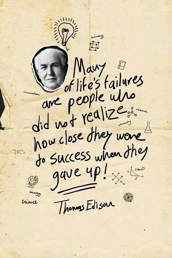 Thomas Edison - Failures Success Paper Print - Quotes & Motivation ...