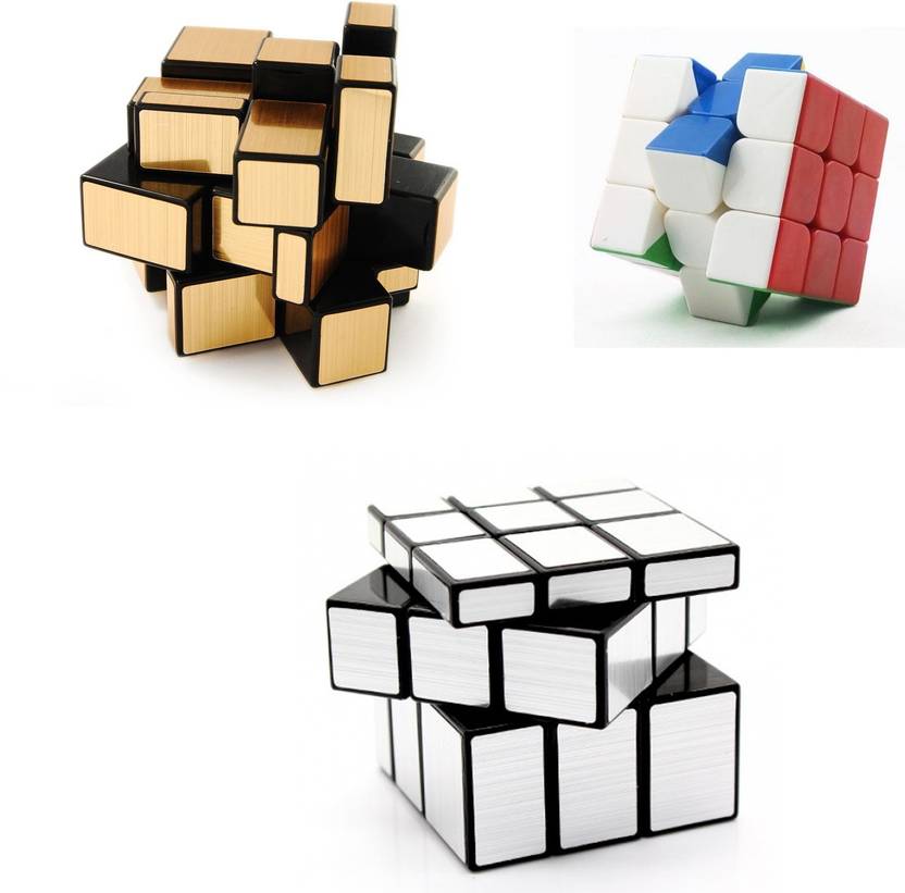 Emob Magic Rubik Cube Puzzle Brainstorming Game - Gold + Silver & 3x3 ...