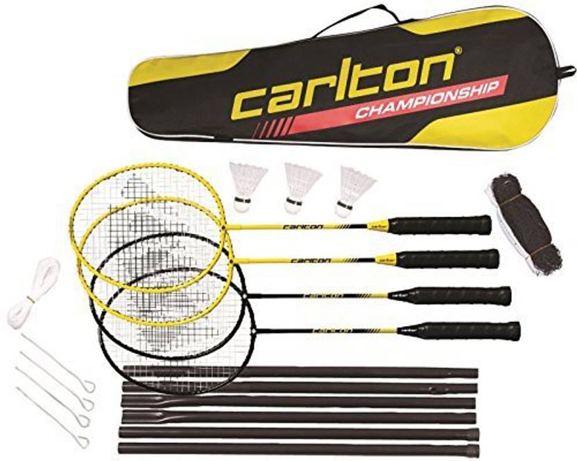 CARLTON Championship Badminton Set Black, Yellow Strung Badminton ...