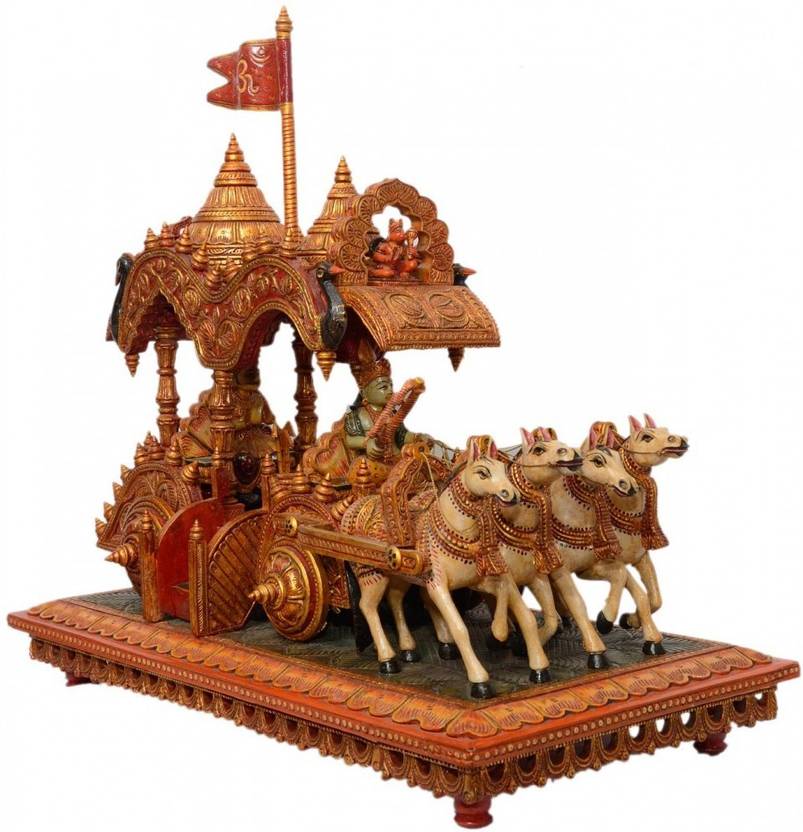 Swadi Painted Krishna-Arjun Rath Decorative Showpiece - 55.88 cm Price ...