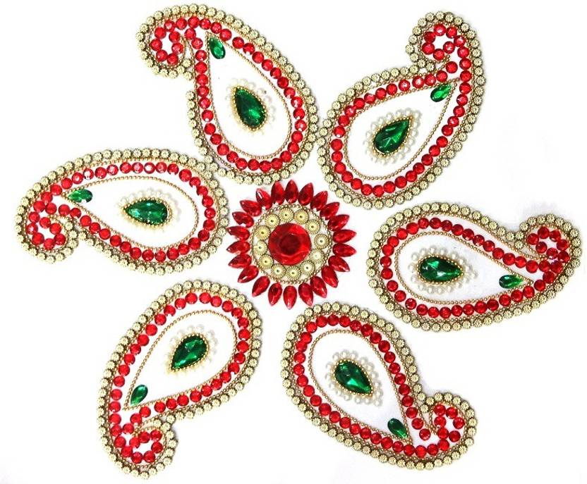 Kalaplanet Handmade Kundan Plastic Rangoli Decorative Showpiece - 1 cm ...