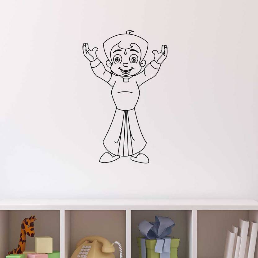 CHHOTA BHEEM Chhota Bheem Happy Decal by Chipakk Medium Self Adhesive ...