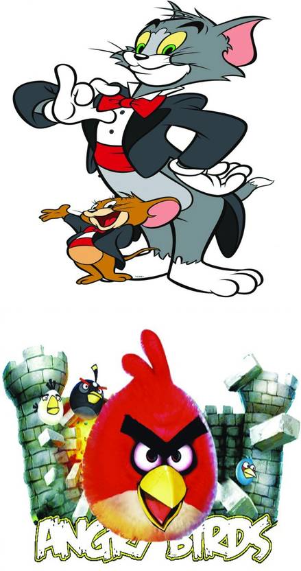 Pindia 56 cm Multicolour Tom & Jerry & Angry Birds Design Self Adhesive ...