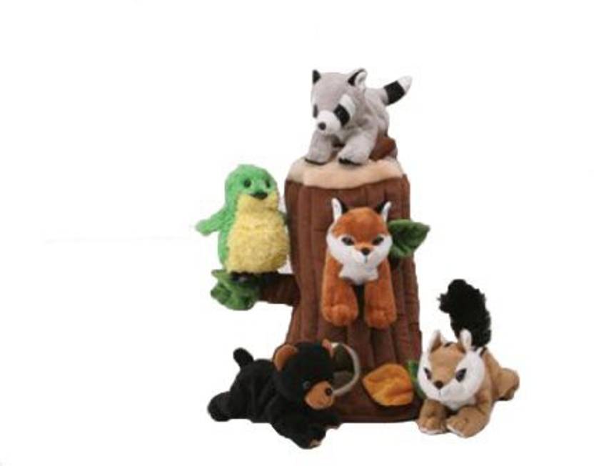 Unipak Plush Treehouse With Animals - Five (5) Stuffed Forest Animals ...
