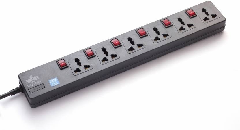 Elcom Spike Guard 6-Universal Sockets 6-Switches 6 Socket Extension ...