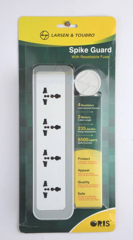 L&T ORIS Spike Guard With Resettable Fuse 4 Socket Extension Boards ...