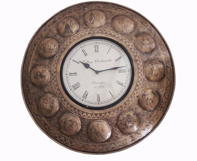 Village Clock works Analog 45 cm X 45 cm Wall Clock Price in India ...