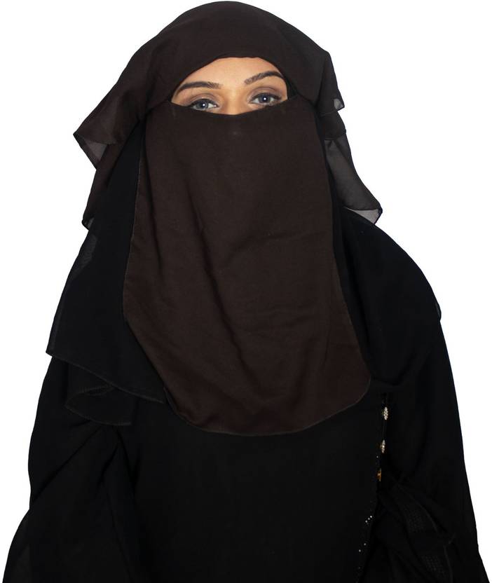 MODEST CITY Beautiful Self Design Silver 4 Layer Georgette Nose Piece ...