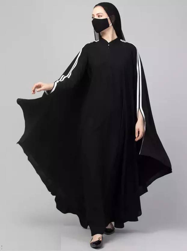 ARoohSa Black / White Striped Kaftan Abaya or Burqa for Women & Girls ...