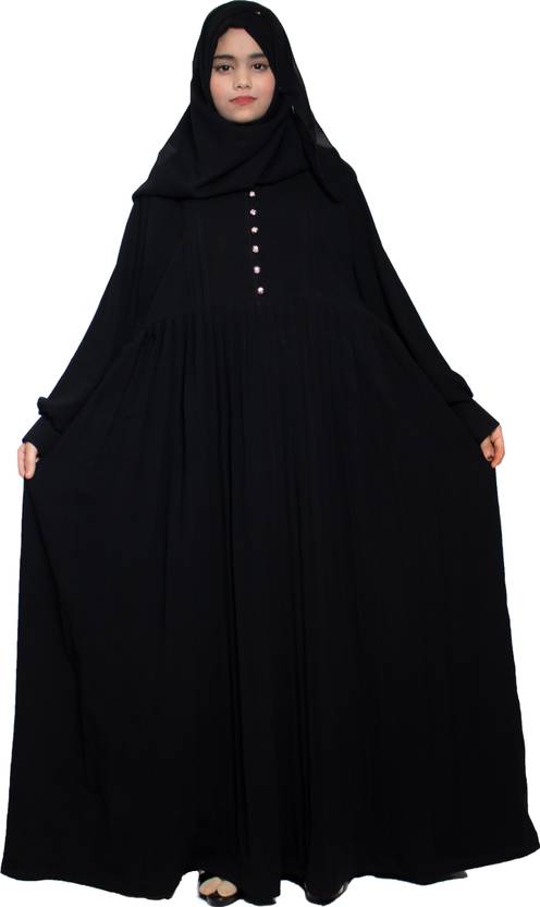 MODEST CITY Self Design Black Button With Plate Abaya or Burqa With ...