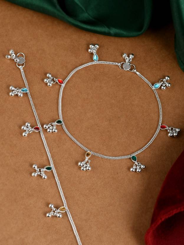 Silvermerc Designs Silver Anklets Traditional Kolusu Payal for Women ...