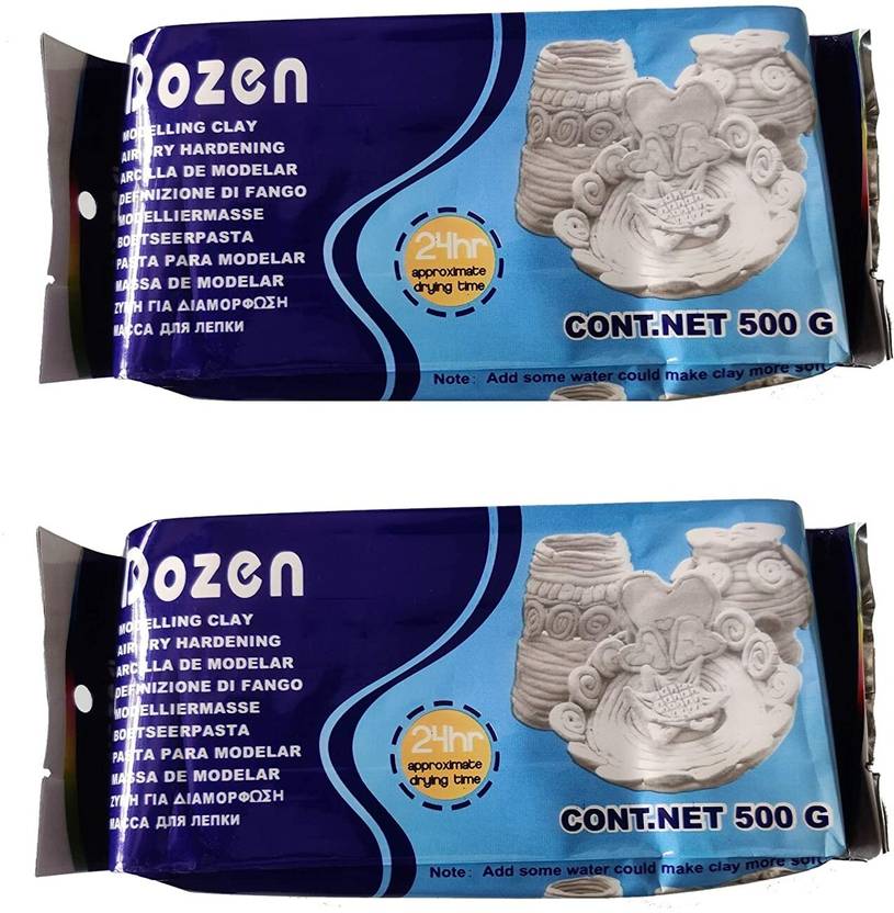 greencom Modelling Clay Air Hardening 500g Pack 2 White Natural Air-Dry ...