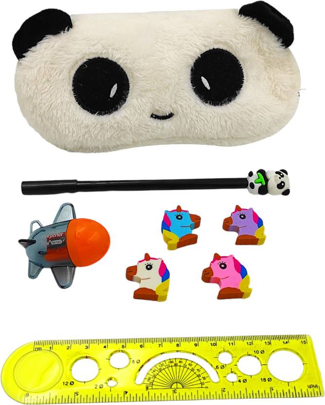 dishvy Cute PANDA Pencil Pouch with Assorted Stationary Items for Kids ...