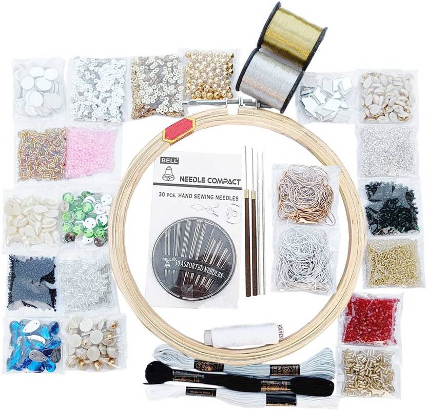 Qroof Aari Work Materials Kit for Beginners, Magggam Material with Combo Set Pack - Aari Work ...