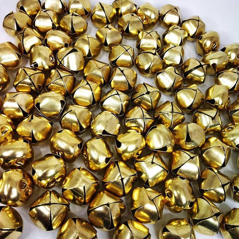 Airtick (Pack of 20) Small Ghungroo Golden Jingle Christmas Bells Bead ...
