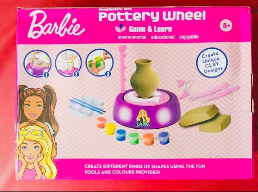 NAVRANGI Pottery Wheel Barbie Clay Art Pot Making Play Set with Colors ...