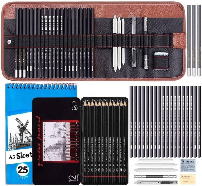 Flipkart.com | Corslet 42 Pc Sketching Kit Drawing Pencils for Artists ...