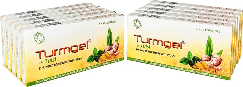 Turmgel Tulsi Pack of 10, Turmeric Lozenges, Higher Absorption than ...
