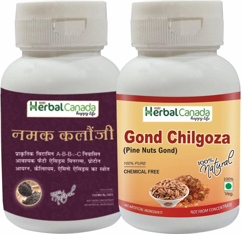 Herbal Canada Namak Kalonji (60g) + Gond Chilgoza (60g) | Boost ...