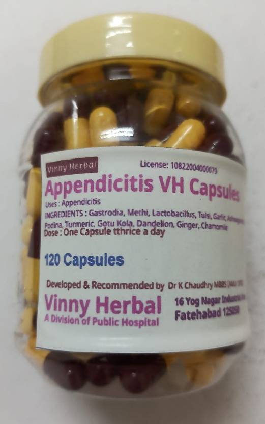 Vinny Herbal Appendicitis VH Capsules 600 Caps Jar Price in India - Buy ...