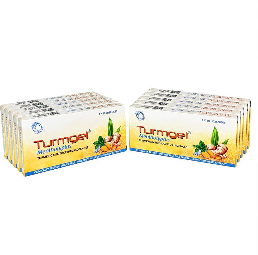 Turmgel Mentholyptus Pack of 10, Turmeric Lozenges, Higher Absorption ...