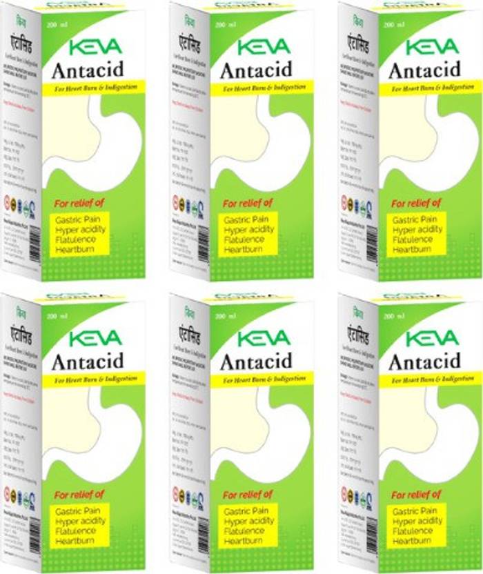 KEVA Antacid Acidity & Gas Relief Gel Mint Syrup Liquid (200 ml) Pack ...