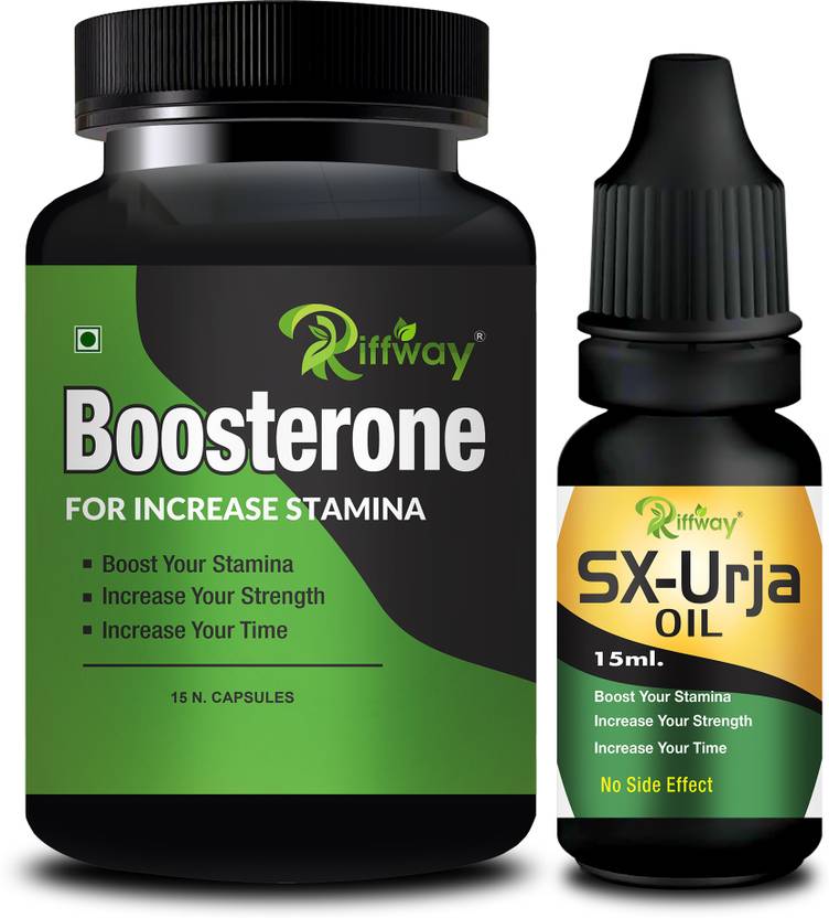 Riffway Boosterone Tablet & SX Urja Massage Oil Stamina Capsule Combo ...