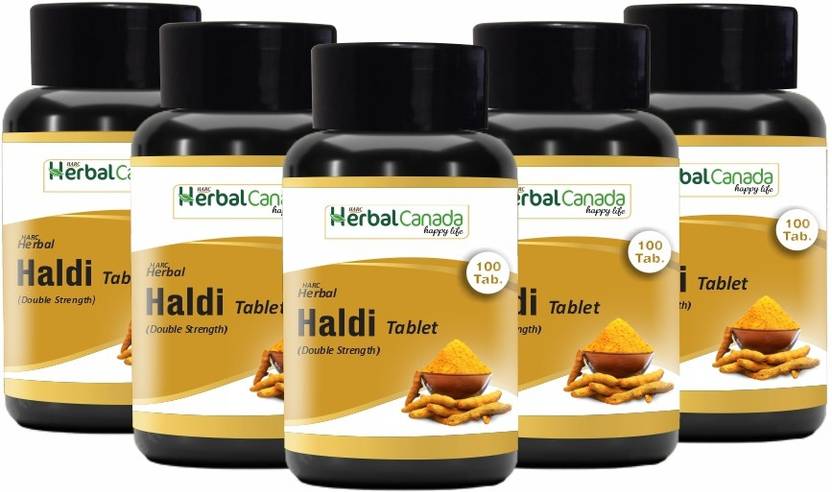 Herbal Canada Haldi Tablets | Turmeric | Double Strength | 100 Veg ...