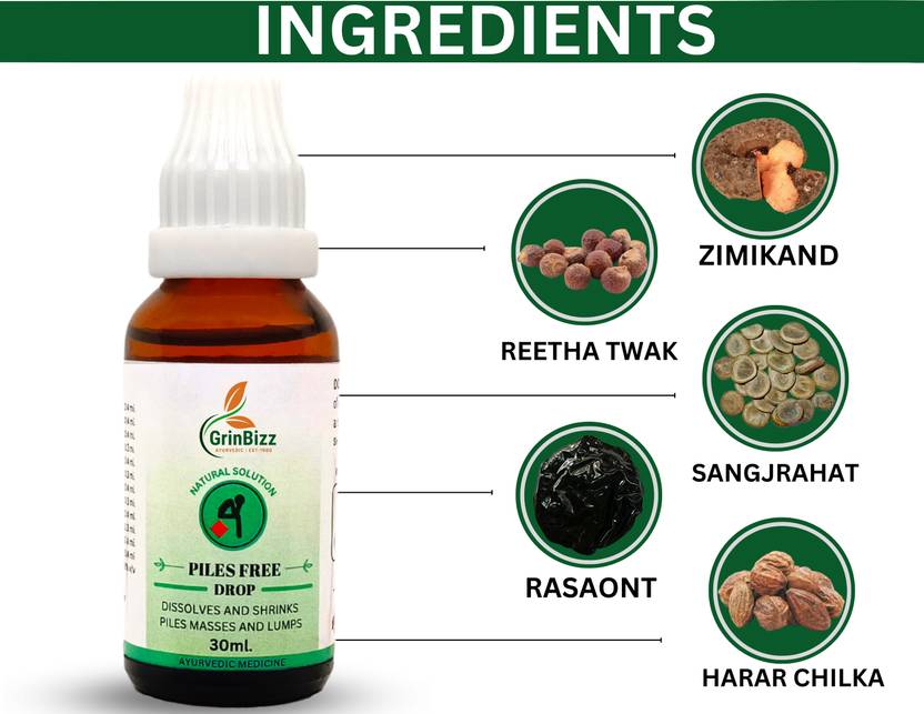 grinbizz Piles Free Drop For Stop Pain, Itching, Bleeding Piles ...