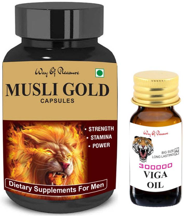 Way Of Pleasure Musli Gold 30 Capsule & Viga Oil For Men 15ml Price in ...