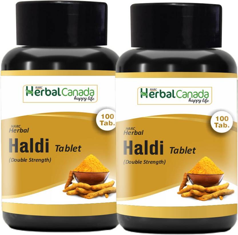 Herbal Canada Haldi Tablets | Turmeric | Double Strength | 100 Veg ...