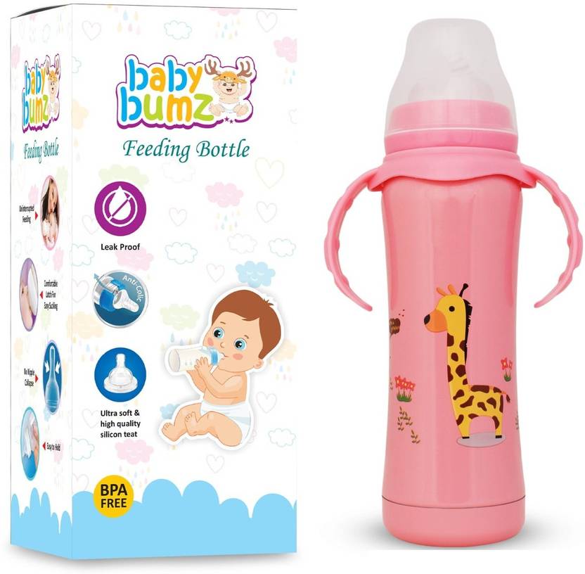 Baby Bumz 3 in 1 Stainless Steel Baby Water Milk Feeding Bottle Pack of ...