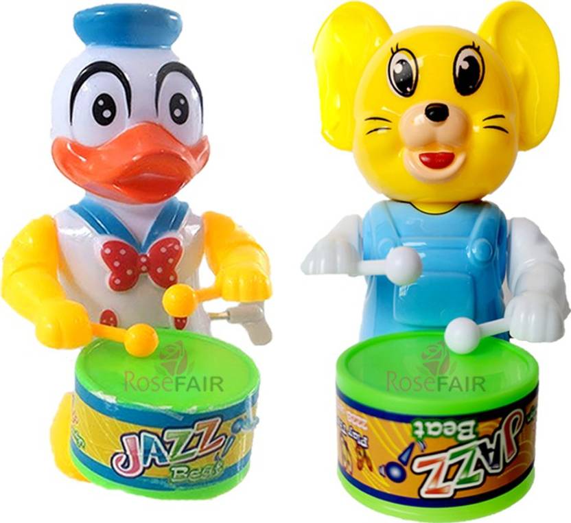 PRIMEFAIR Key-Operated Animal Duck Drummer Toy with Drumming and ...