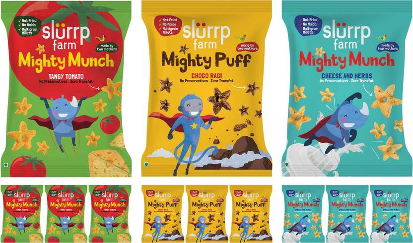 Slurrp Farm Healthy Snacks for Kids | Choco Ragi, Cheese & Herbs and ...