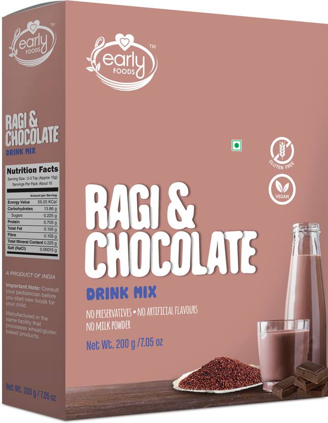 Early Foods Ragi & Chocolate Health Drink Mix 200g Chocolate Flavored ...
