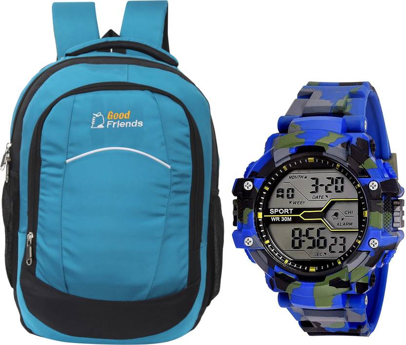 GOOD FRIENDS Resistant School Bag//Backpack/College Bag & Blue Square ...