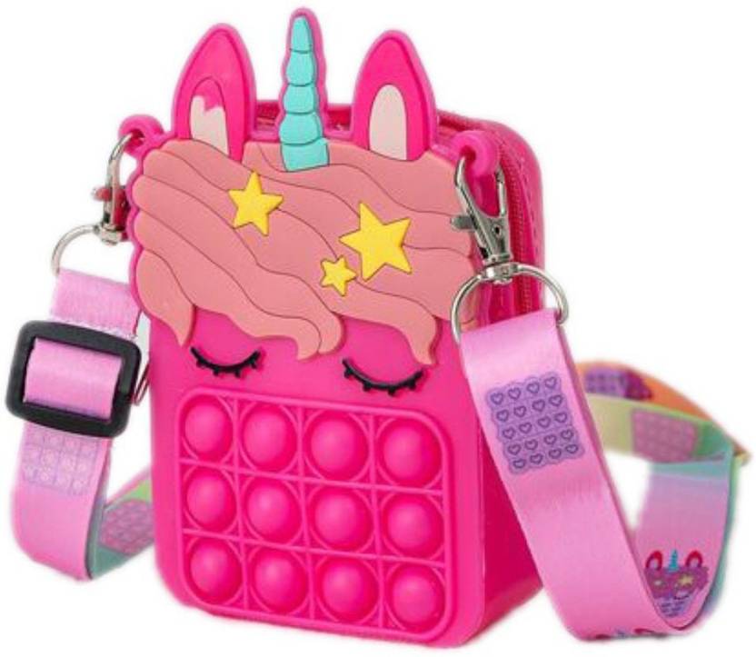 komto Maroon Sling Bag Unicorn Silicon Pop it Bag With LED Light Girls ...