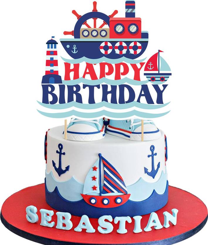 ZYOZI Nautical Cake Topper, Baby Sailor Theme Happy Birthday Decor boy ...