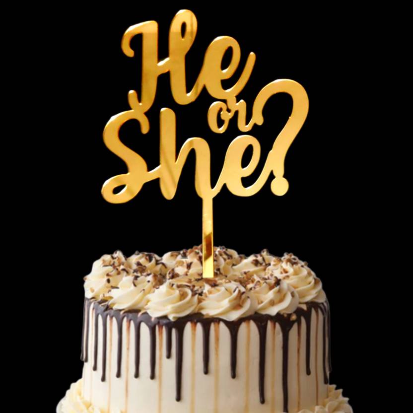 Party Decorz He Or She ? 5 Inch Acrylic Cake Topper Price in India ...