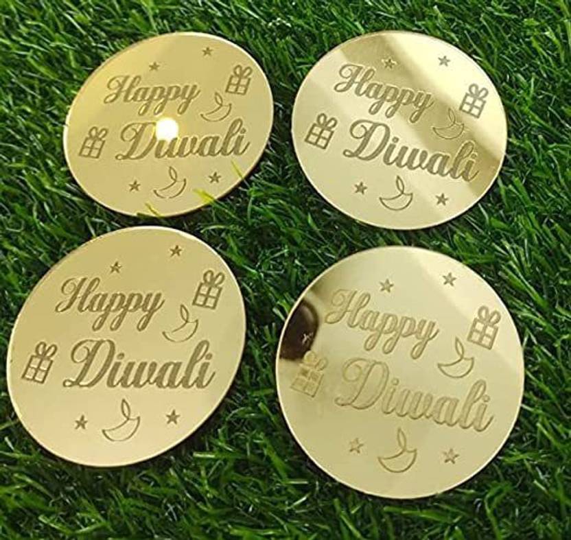 MANGALDEEP Happy Diwali Coin Topper Golden Shiny for Dipawali ...