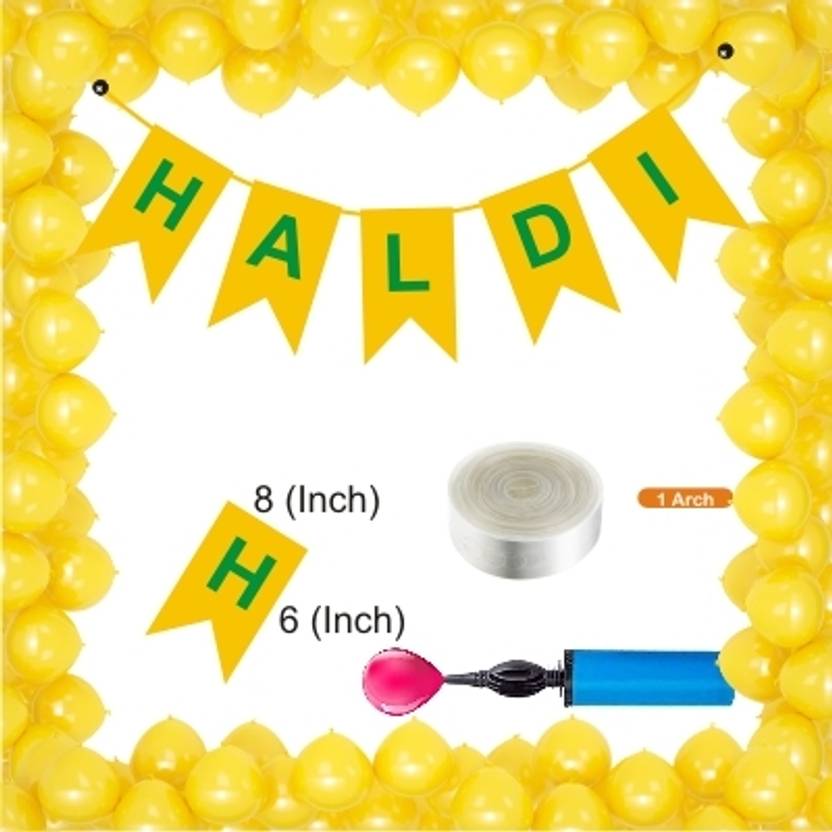Balaji Haldi Banner-HaldiCeremonyBanner,30 Balloons,Pump,Arch Combo ...