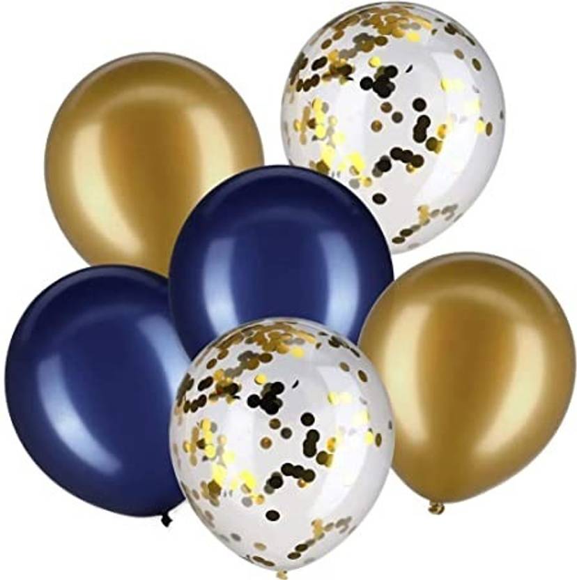 Flipkart.com | Party Spritz Solid Blue Golden And Confetti Balloons for ...