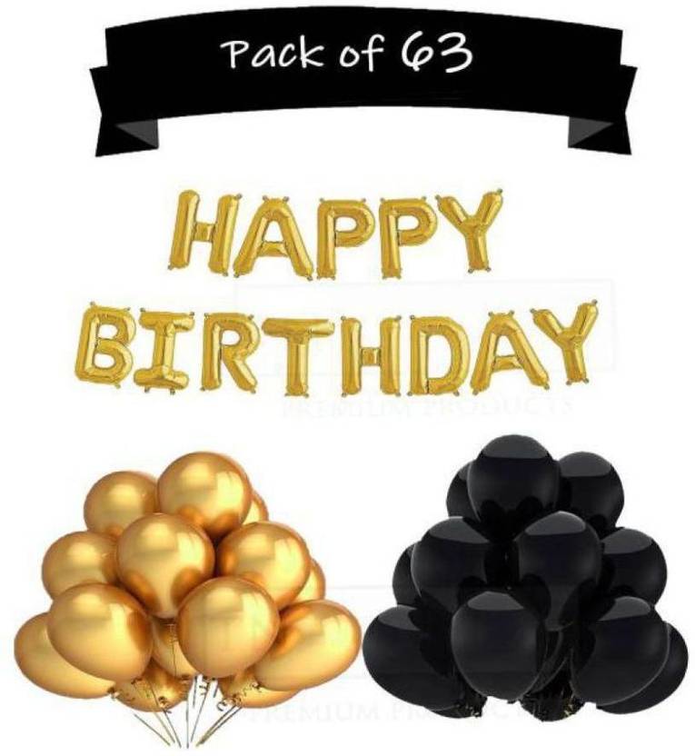 Flipkart.com | groovy dudz Solid HBD Letter Gold Foil Balloon + Pack of ...