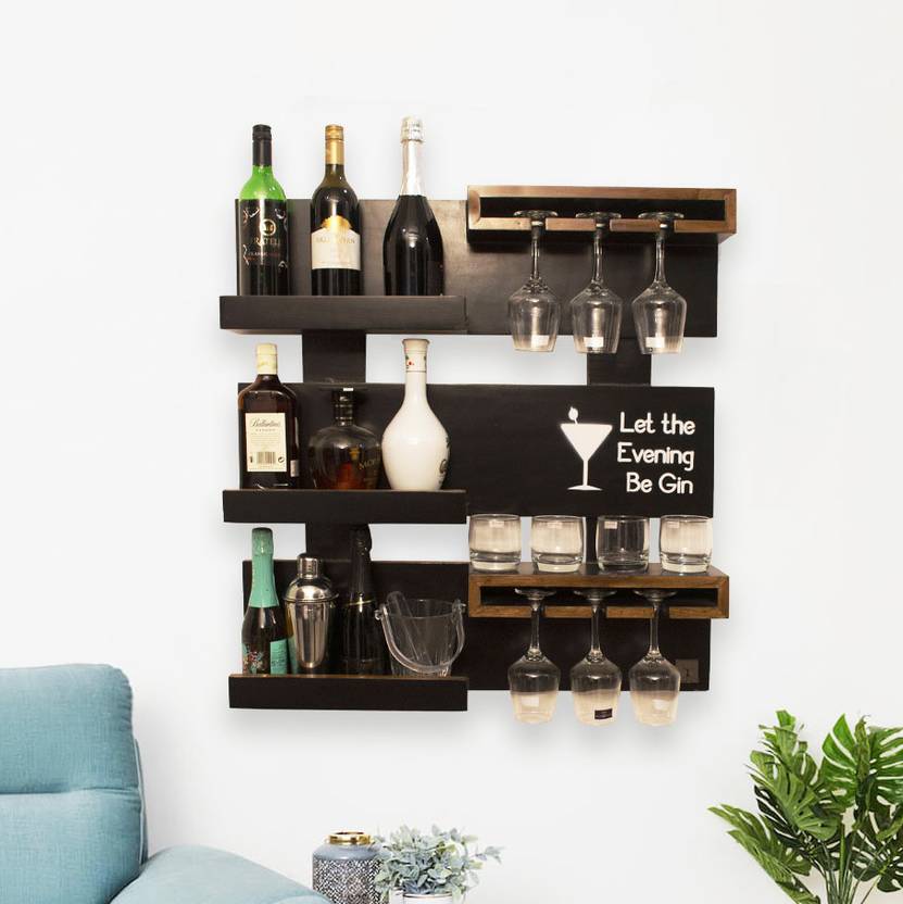 Katkaria Creations Wall Mounted Bar Cabinet Engineered Wood Bar Cabinet ...