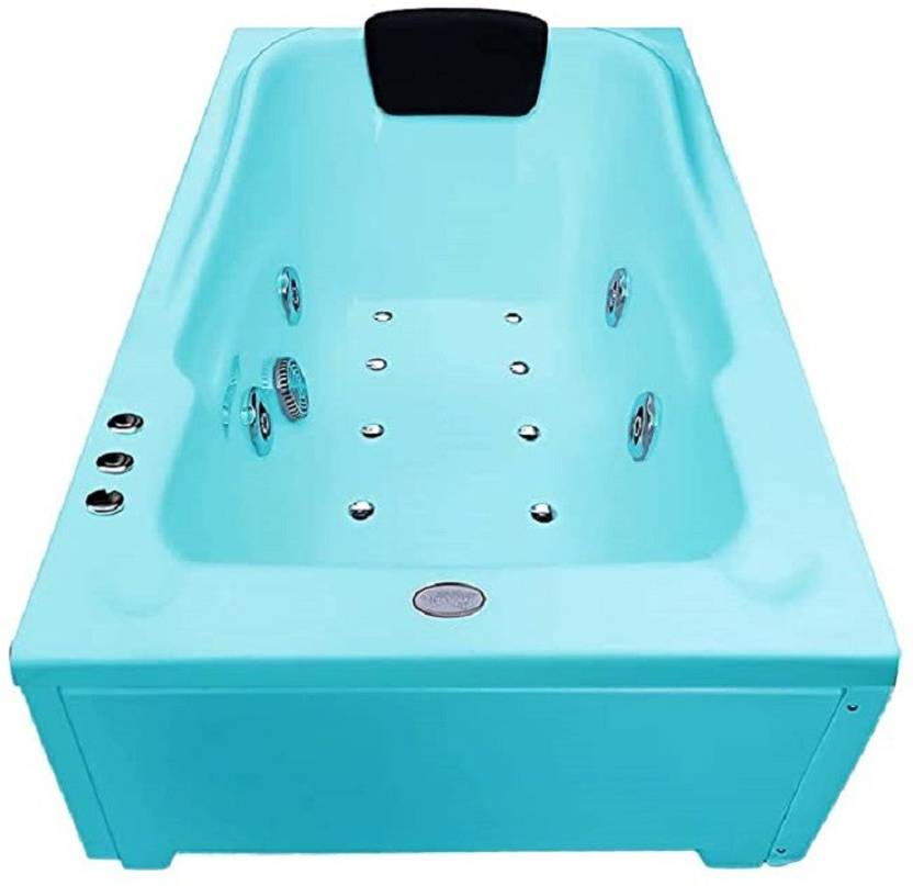 MADONNA Bonn 4.5 Ft Jacuzzi With Bubble Bath and Side Panel - Cyan Blue ...