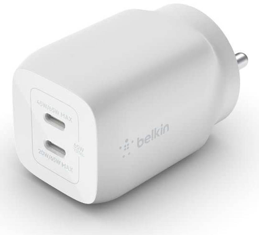 BELKIN 65 W NA Multiport Mobile Dual USB-C GaN Wall Charger with PPS ...