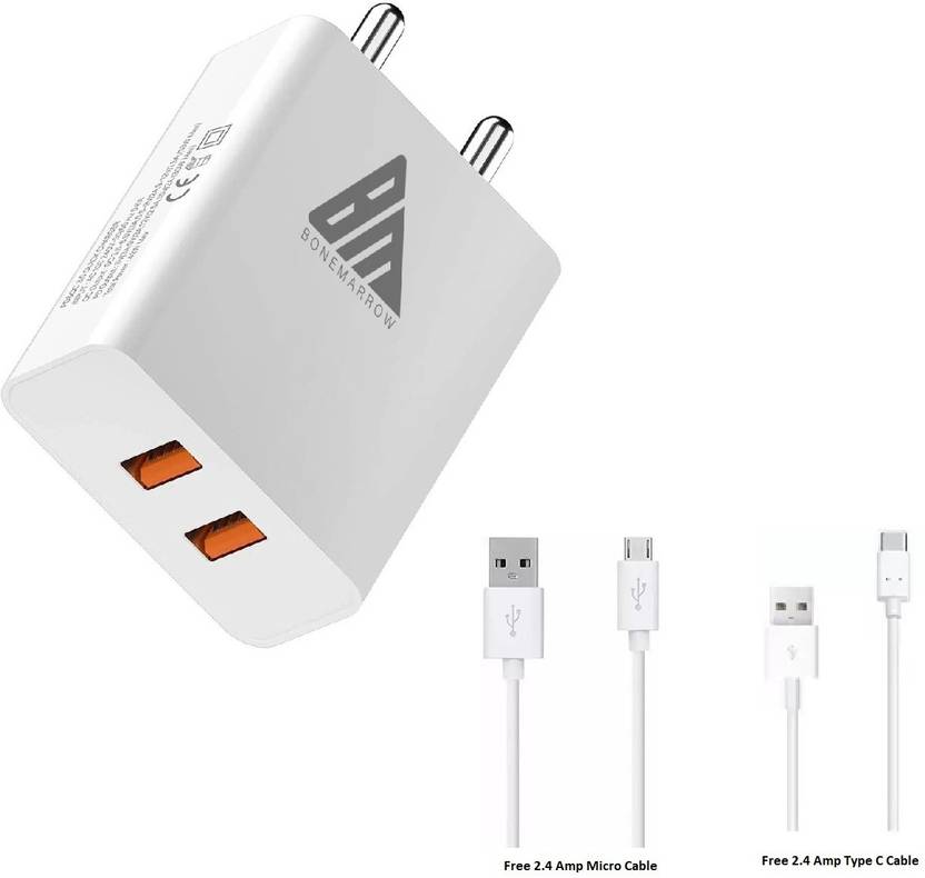 Bonemarrow 12 W 2.4 A Multiport Mobile Dual USB 2.4 Amp Wall Basic Fast ...