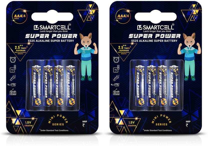 Smartcell 1.5V AAA Non-Rechargeable Alkaline Mini Super Power Battery ...
